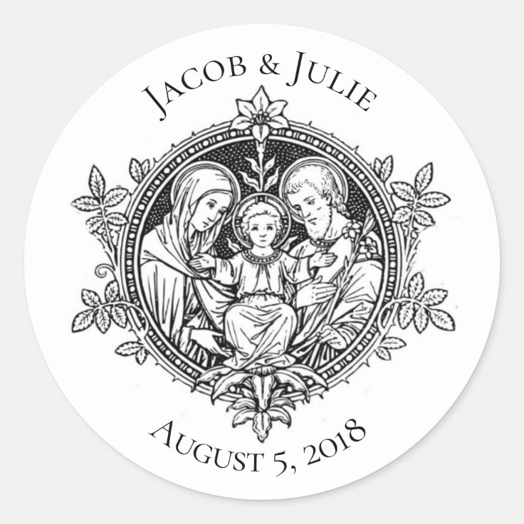 Traditional Catholic Wedding Holy Family Classic Round Sticker | Zazzle