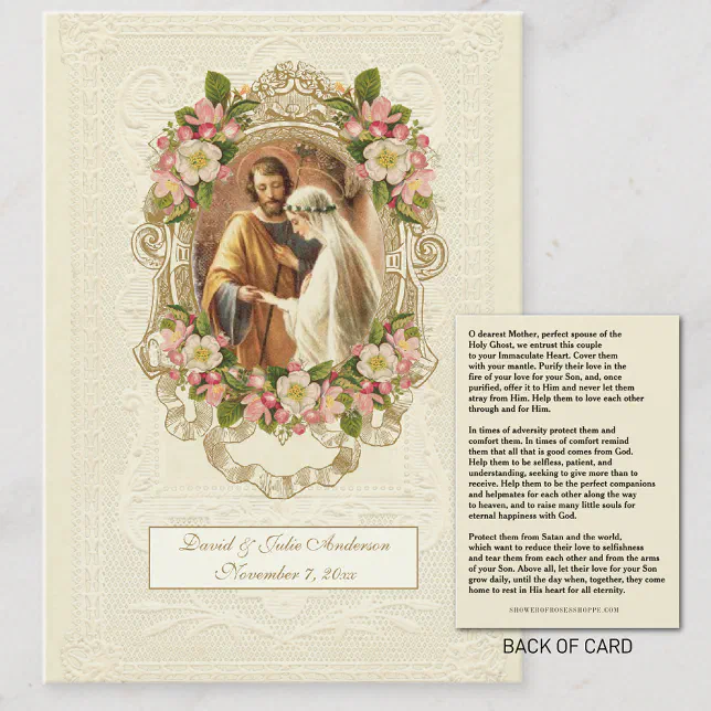 Traditional Catholic Wedding Prayer Holy Card | Zazzle