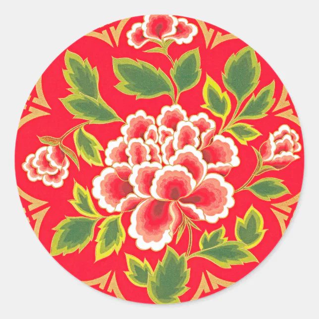 Traditional Chinese Embroidery Design Classic Round Sticker | Zazzle
