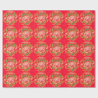 Traditional Chinese Embroidery Design Wrapping Paper | Zazzle