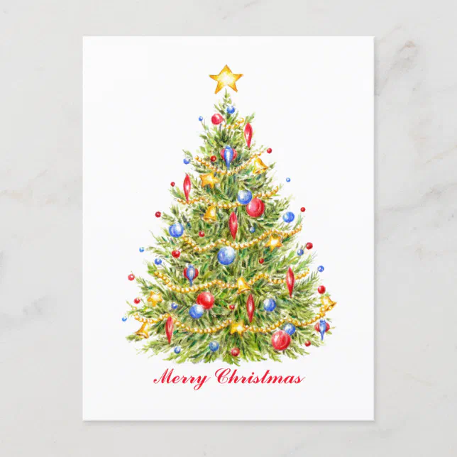 Traditional Christmas Tree Postcard | Zazzle