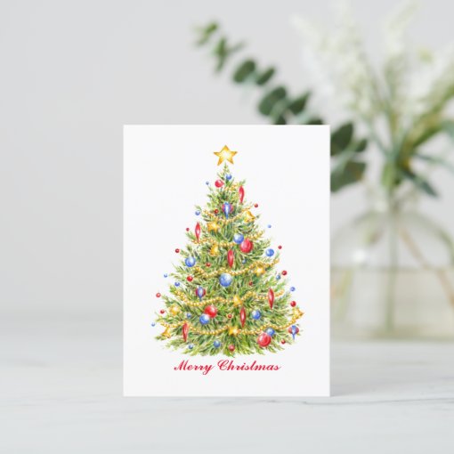 Traditional Christmas Tree Postcard | Zazzle