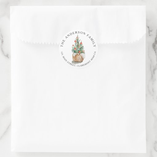 Traditional Christmas tree return address label | Zazzle