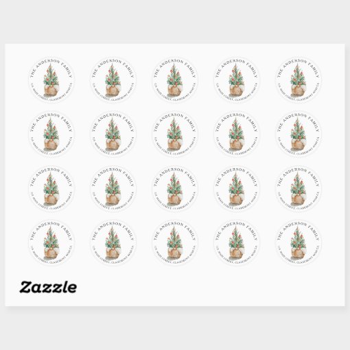 Traditional Christmas tree return address label | Zazzle