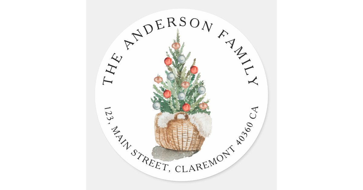Traditional Christmas tree return address label | Zazzle