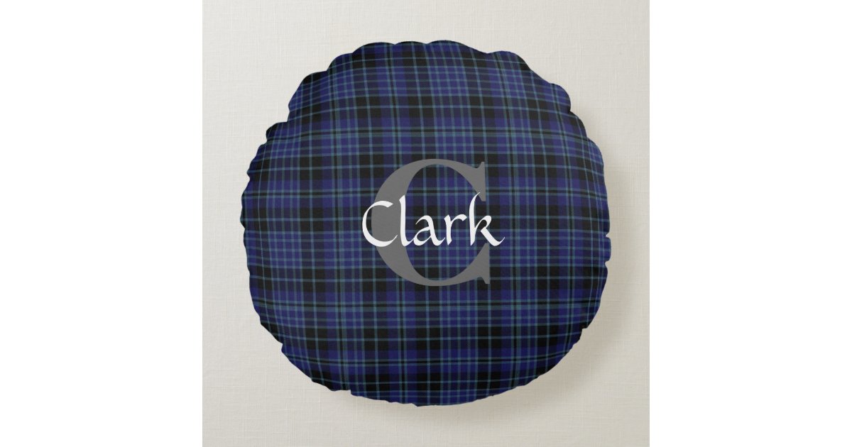Traditional Clark Tartan Monogrammed Pillow | Zazzle
