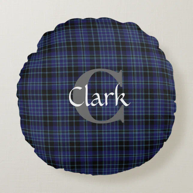 Traditional Clark Tartan Monogrammed Pillow | Zazzle