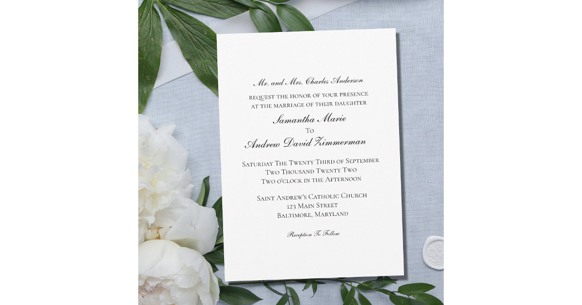 Traditional Classic Formal Elegant Wedding Invitation | Zazzle