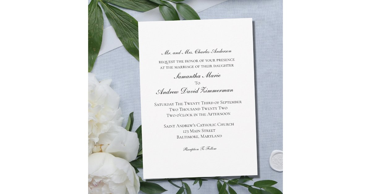 Traditional Classic Formal Elegant Wedding Invitation | Zazzle