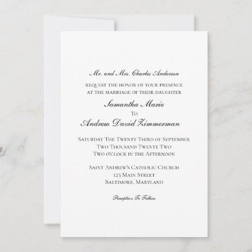 Traditional Classic Formal Elegant Wedding Invitation | Zazzle