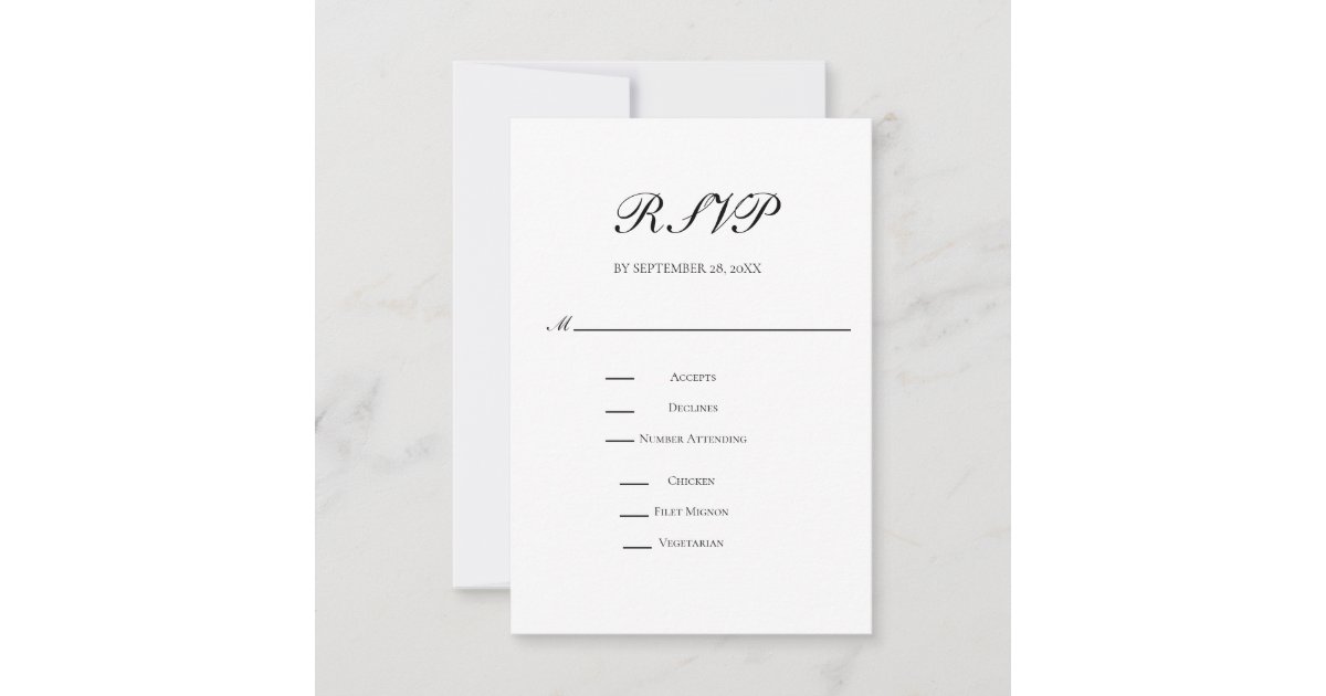 Traditional Classic Formal Elegant Wedding RSVP Card | Zazzle