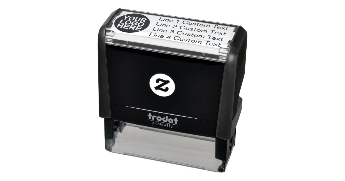Traditional Custom Business 4 Lines With Logo Self-inking Stamp | Zazzle