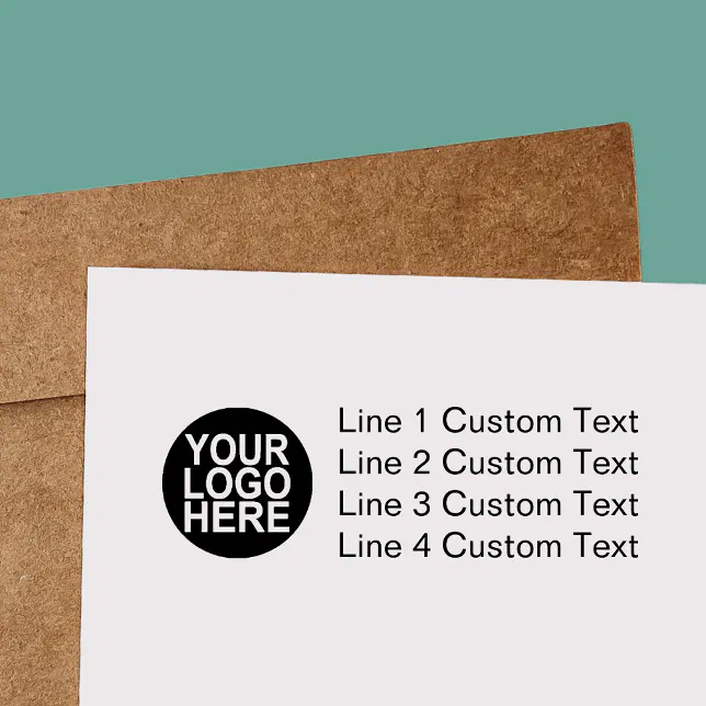 Traditional Custom Business 4 Lines With Logo Self-inking Stamp | Zazzle