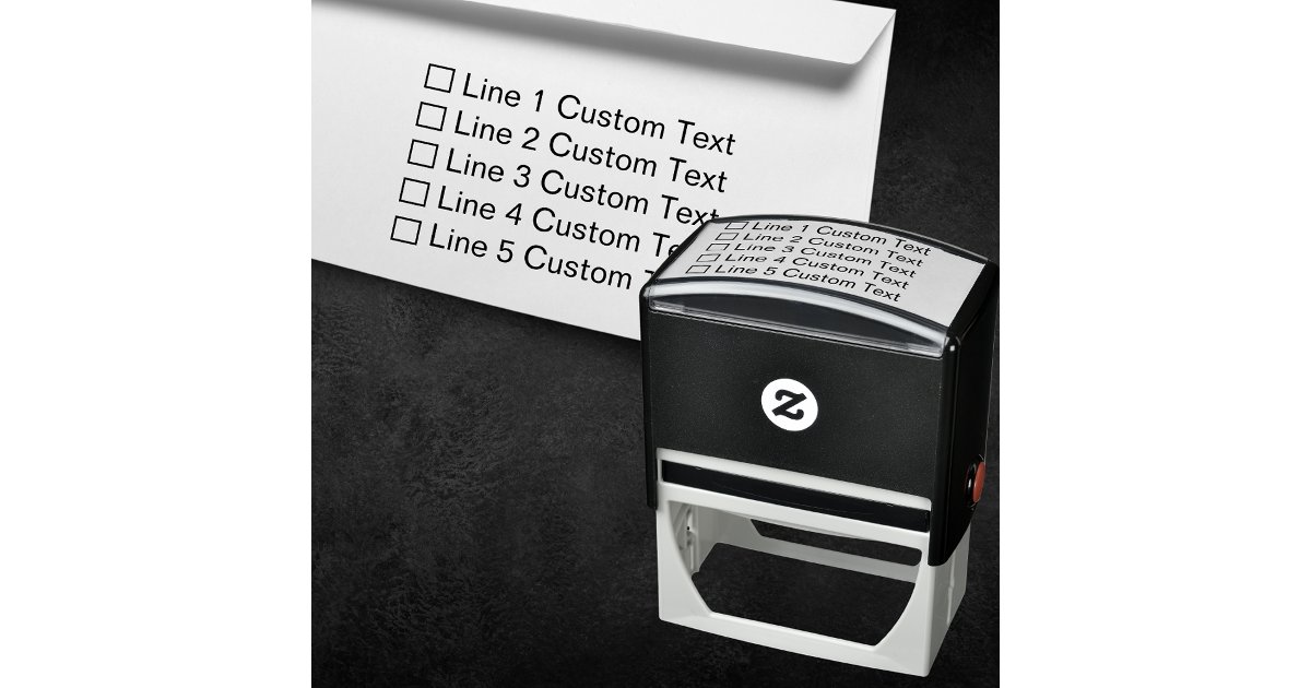 Traditional Custom Business 5 Lines Checkbox Self-inking Stamp | Zazzle
