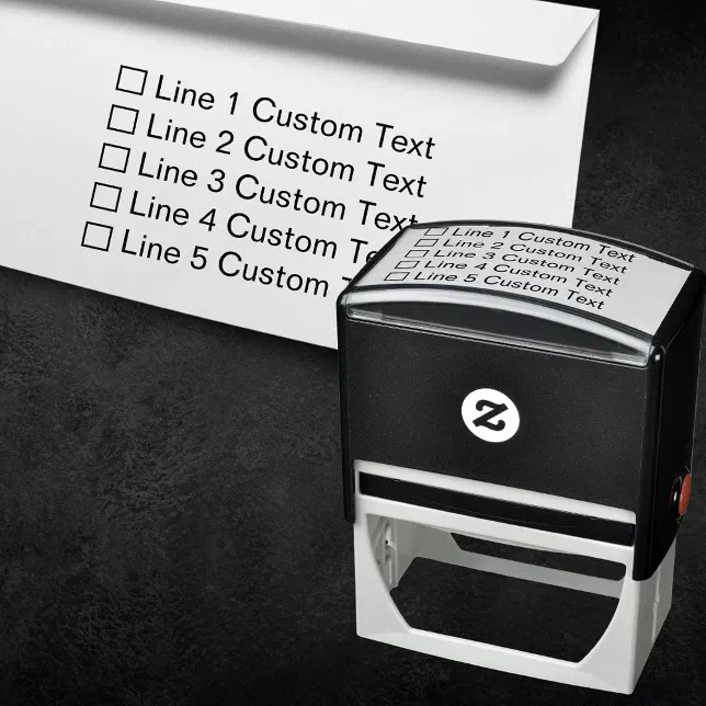 Traditional Custom Business 5 Lines Checkbox Self-inking Stamp | Zazzle