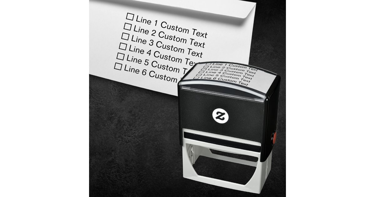 Traditional Custom Business 6 Lines Checkbox Self-inking Stamp | Zazzle