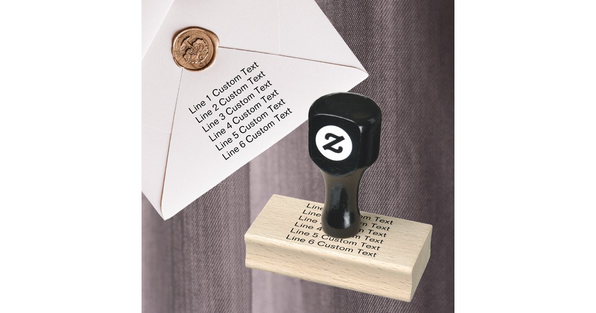 Traditional Custom Business 6 Lines Text Wood Rubber Stamp | Zazzle