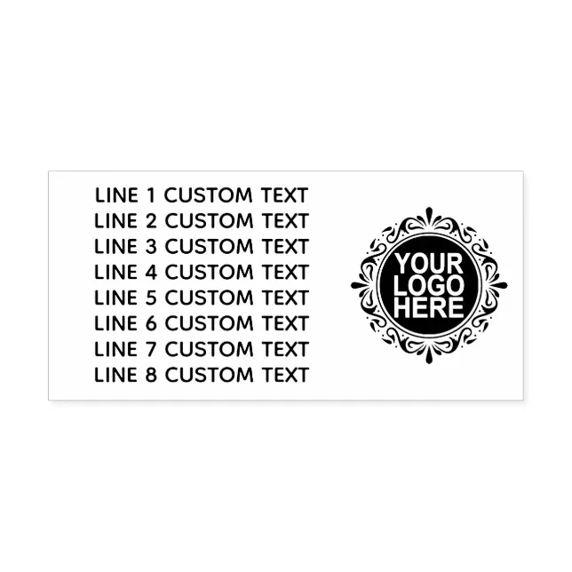 Traditional Custom Business 8 Lines With Logo Self-inking Stamp | Zazzle