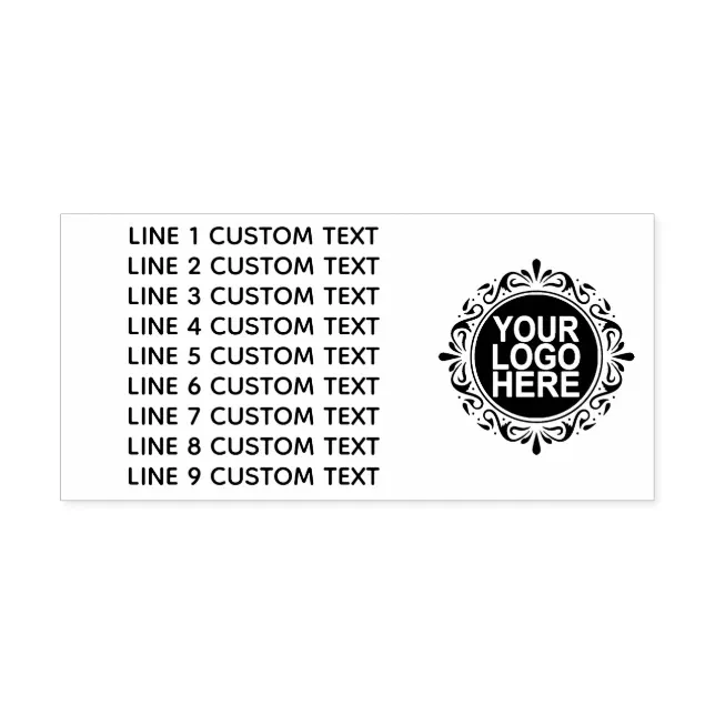 Traditional Custom Business 9 Lines With Logo Self-inking Stamp | Zazzle