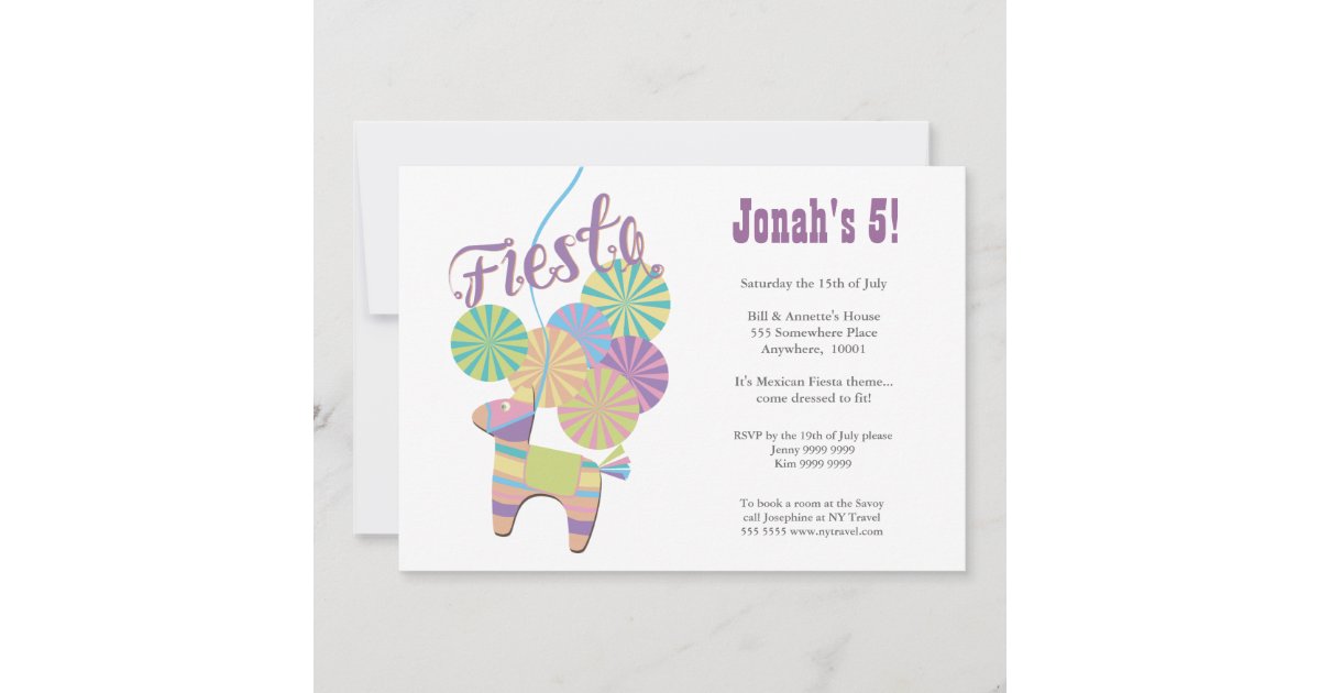 Traditional Donkey Fiesta Pinata Kids Birthday Invitation | Zazzle
