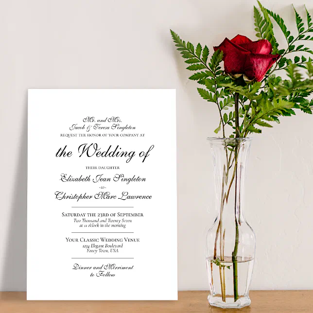 Traditional Elegance Simple Formal Wedding Invitation | Zazzle