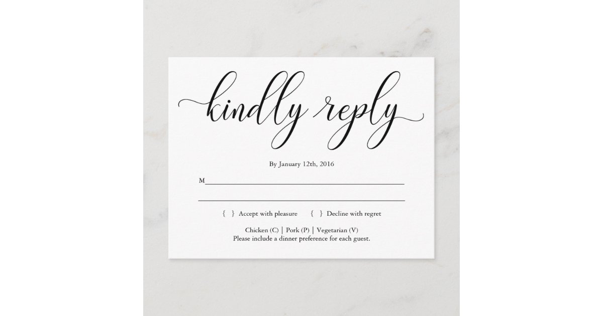 Traditional Elegant Calligraphy RSVP Postcard | Zazzle