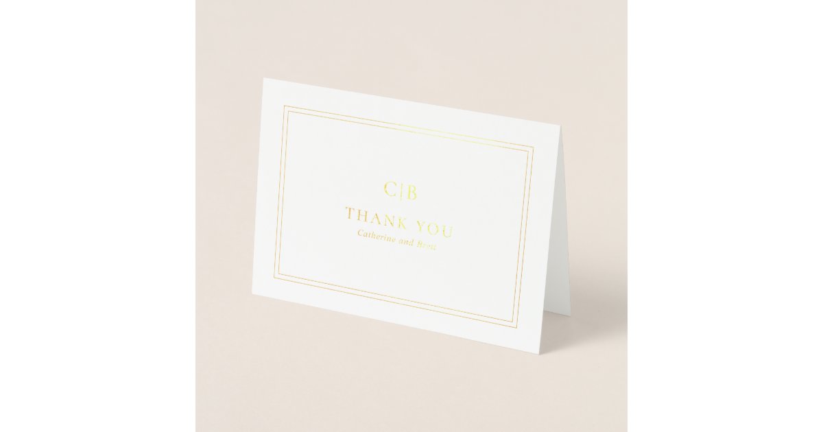 Traditional Elegant Wedding Thank You Foil Card | Zazzle