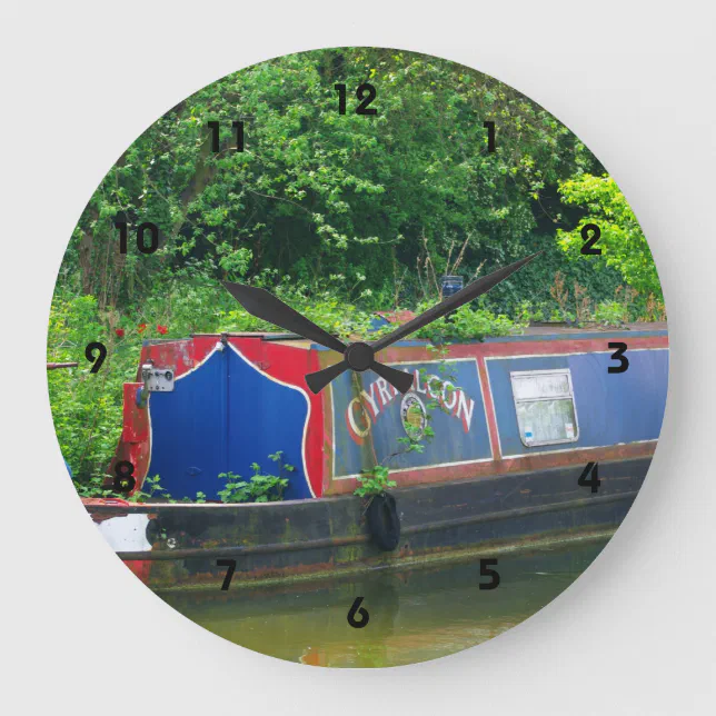 Traditional English Canal boat Large Clock | Zazzle
