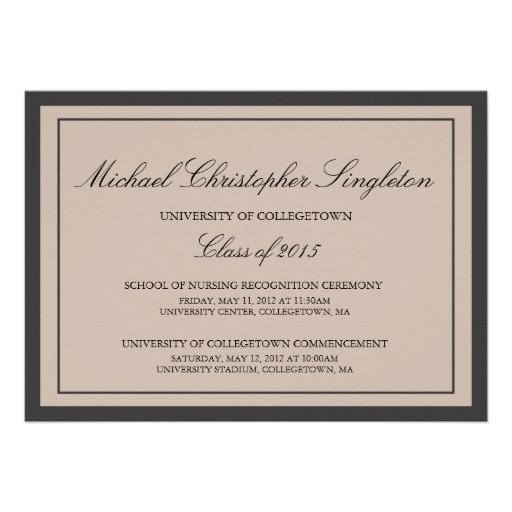 Traditional Formal University Graduation Events 5" X 7" Invitation Card ...