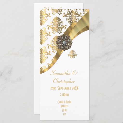 Traditional gold and white church wedding program | Zazzle