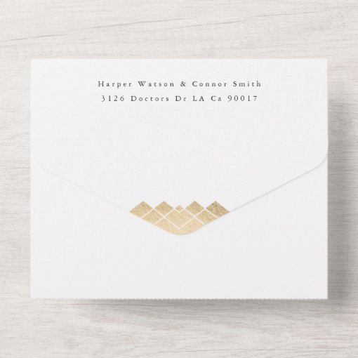 Traditional Gold Pyramid Geometric Gatsby Wedding All In One Invitation ...