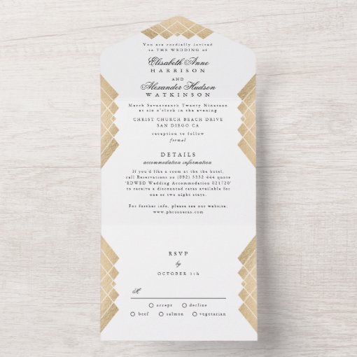 Traditional Gold Pyramid Geometric Gatsby Wedding All In One Invitation ...