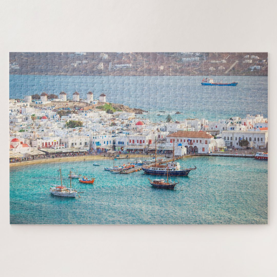 Traditional Greek Village Mykonos Island Greece Jigsaw Puzzle | Zazzle