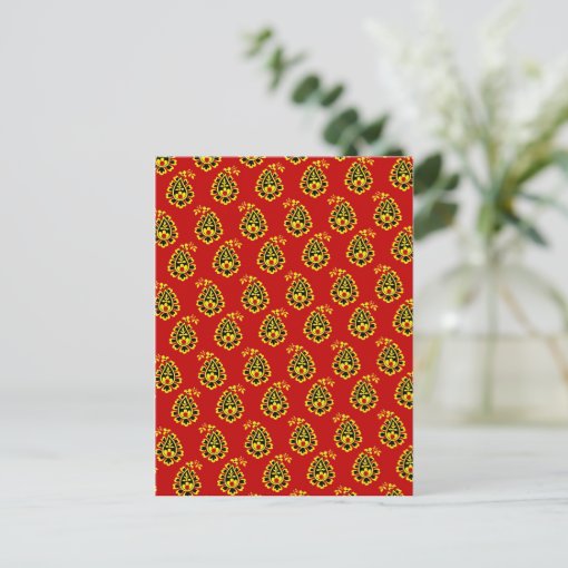 Traditional indian fabric design postcard | Zazzle