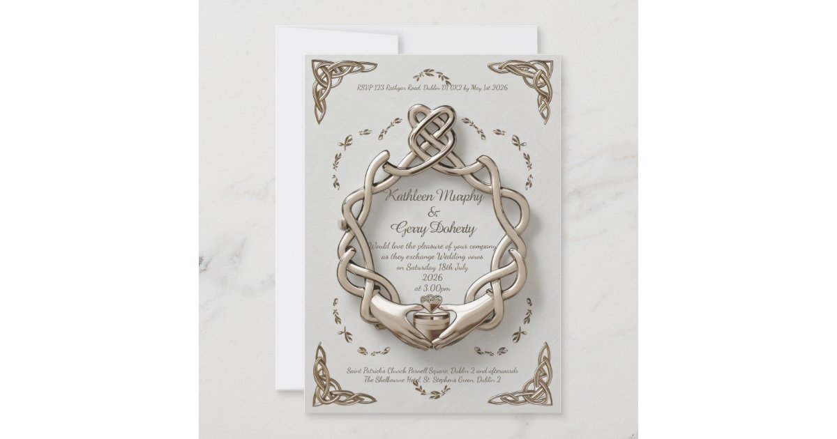 Traditional Irish Claddagh Ring Motifs & Patterns Invitation | Zazzle