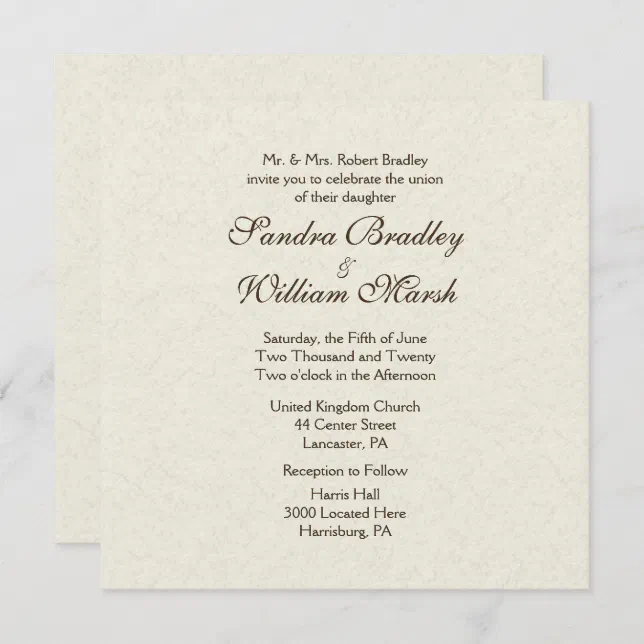 Traditional Ivory Wedding Invitation | Zazzle