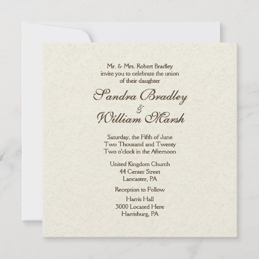 Traditional Ivory Wedding Invitation | Zazzle