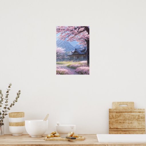 Traditional Japanese House in Countryside Poster | Zazzle