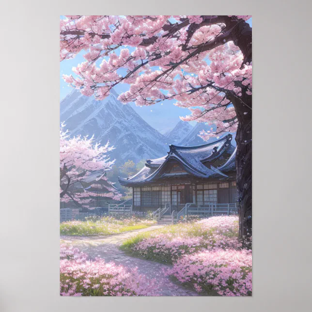Traditional Japanese House in Countryside Poster | Zazzle