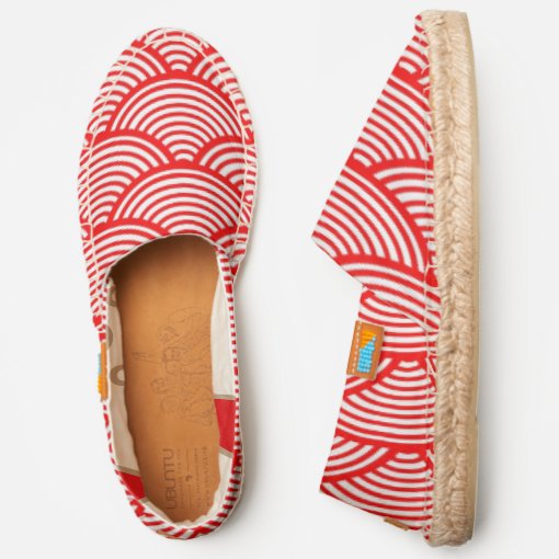 Traditional Japanese Red Nami Wave Pattern Espadrilles | Zazzle