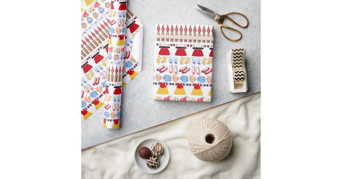 Traditional Korean Hanbok and Accessories Wrapping Paper | Zazzle