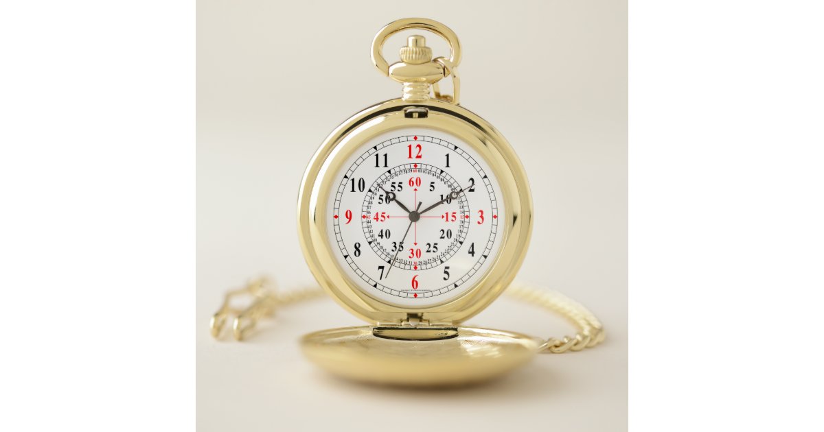 Traditional Lines with Large Numbers Pocket Watch | Zazzle
