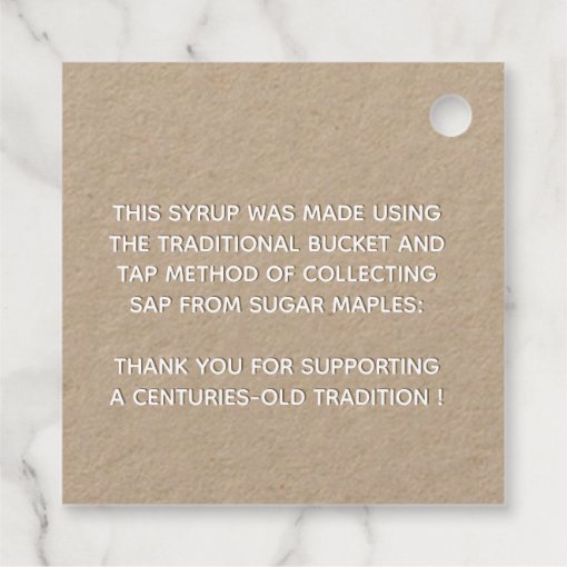 Traditional Maple Syrup Label Tag (Kraft White) | Zazzle