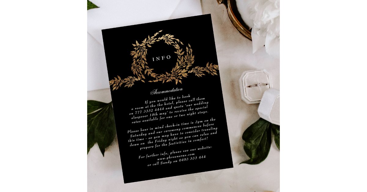 Traditional Monogram Black Crest Classic Wedding Enclosure Card | Zazzle