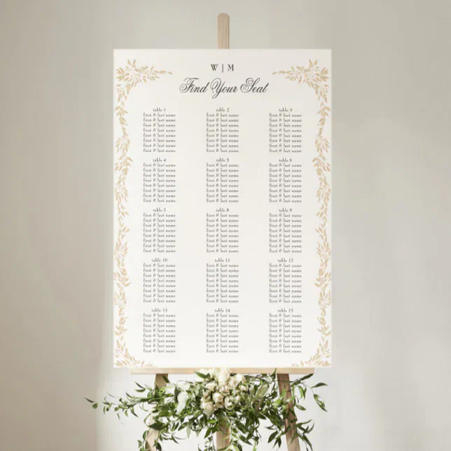 traditional Monogram Blush Crest Elegant Wedding Poster | Zazzle