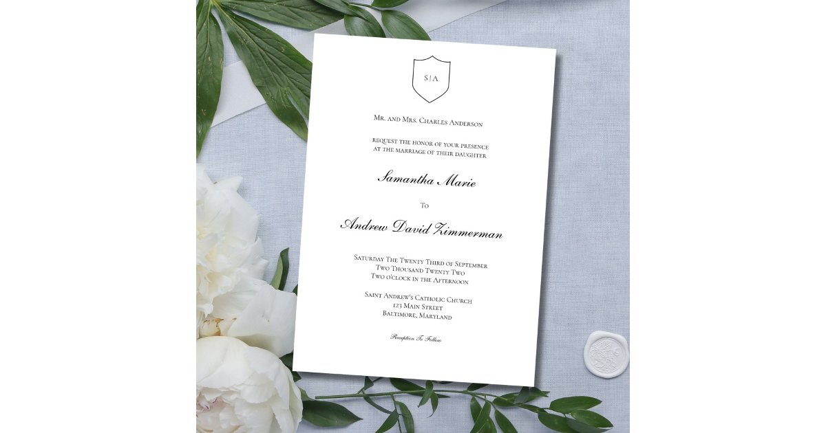 Traditional Monogram Classic Formal Wedding Invitation | Zazzle