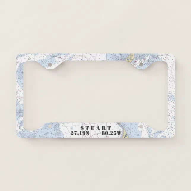 Traditional Nautical Chart Blue & White Mariner's License Plate Frame ...