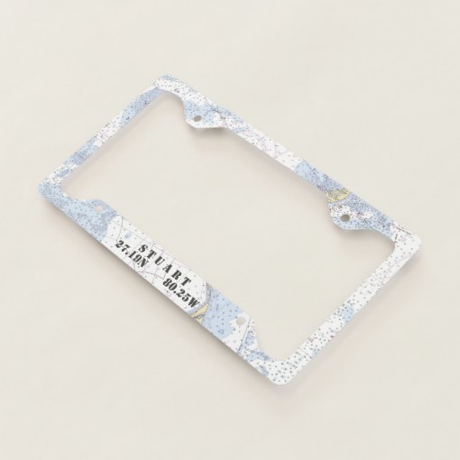 Traditional Nautical Chart Blue & White Mariner's License Plate Frame ...
