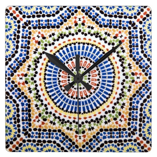 Traditional Portuguese Azulejo Tile Pattern Square Wall Clock | Zazzle.com