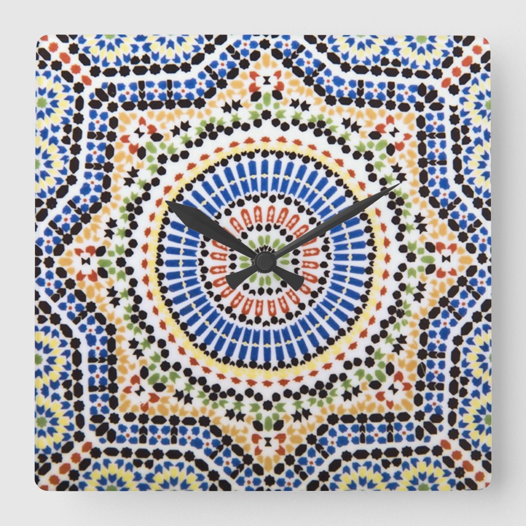 Traditional Portuguese Azulejo Tile Pattern Square Wall Clock | Zazzle